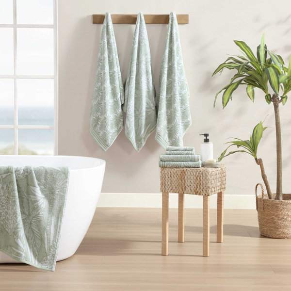 Tommy Bahama Home Tommy Bahama Linear Palms Cotton Green 6 Piece Towel Set & Reviews | Wayfair